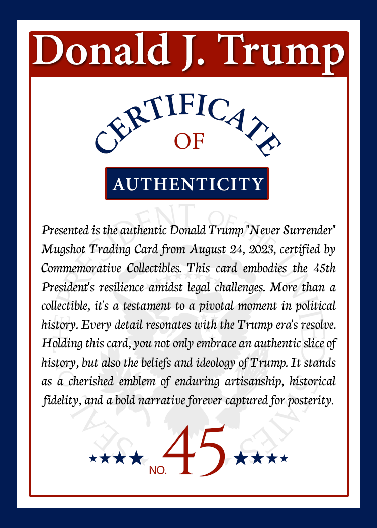 Trump Mugshot Trading Card – Patriot Powered Products