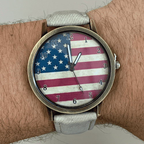 Patriotic American Watch with White Band – Patriot Powered Products